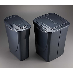 Mondex pls8081-19 25 Litre Plastic Roll Top Bin Waste Bin Metal Grey with Lid 36 x 21.5 x 51 cm, Plastic, Gray, (25 L) EU