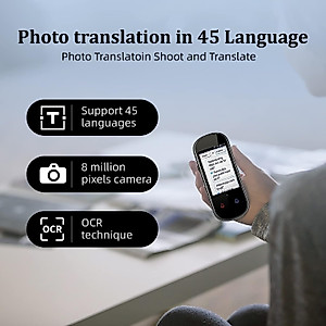 Instant Lanquage Translator Device，Electronic Foreign Language Translators，Two-Way Smart Voice and Photo Pocket Translator Real Time, 138 Languages Supported, Standy 180H, Portable Offline Translatio