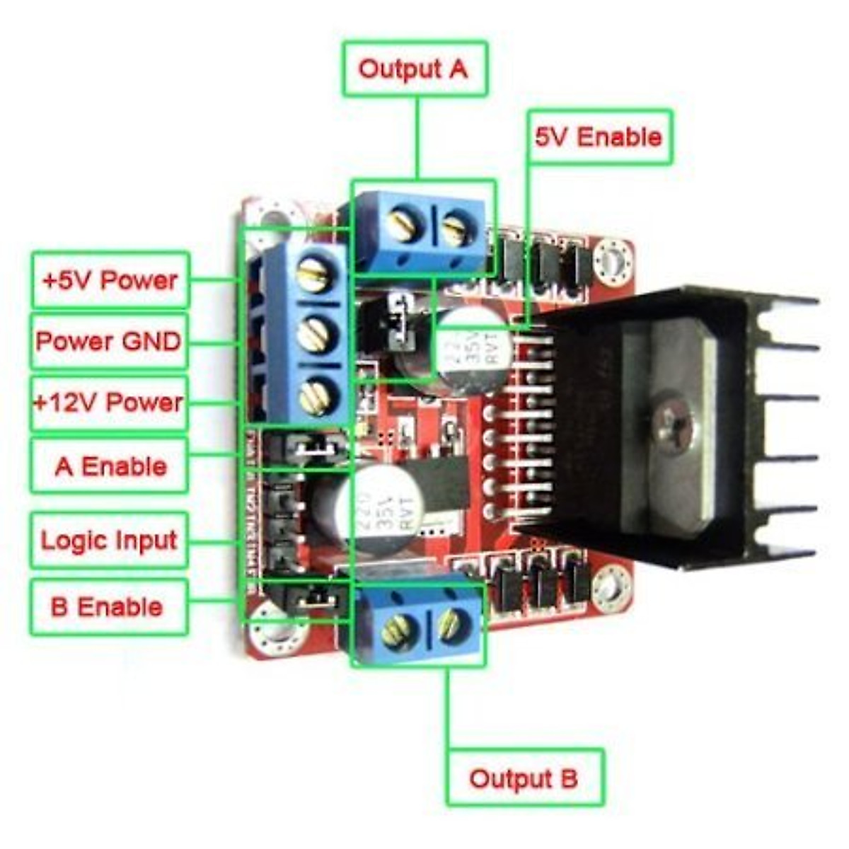 Ardest L298N Dual H-Bridge Motor Drive Controller for Arduino Smart Car Robot Power Stepper Motor Driver Module
