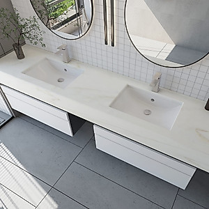 Brushed Nickel Bathroom Faucet - CELAENO Solid Square Single Handle Bathroom Sink Faucet with Pop Up Drain, Modern Single Hole Bathroom Sink Basin Vanity Sink Faucet