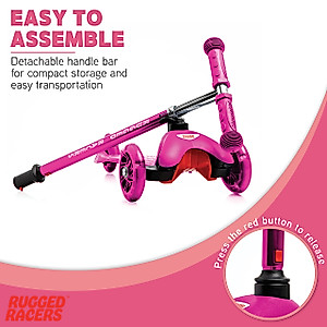 Rugged Racer Mini Scooter with Adjustable Height and LED Wheels (BH19899)