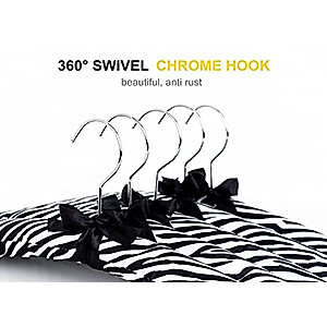 Amber Home 17 Inch Large Zebra Print Satin Padded Hangers for Women Clothing 10 Pack, Anti Slip Cushioned Hangers for Sweaters, Silk Hangers Fancy Dress Hangers for Delicate Cashmere (Zebra Print, 10)