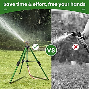 Keten Impact Sprinkler on Tripod Base, Tripod Sprinkler with 300 Degree Large Area Coverage, Extra Tall Heavy Duty Water Sprinkler for Lawn/Yard/Garden