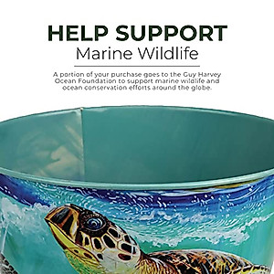 Rivers Edge Products Metal Waste Basket, 10.5-Inch Small Trash Can, Novelty Garbage Can for Office, Kitchen, Bathroom, or Bedroom, Nature and Coastal Home Decor, Guy Harvey Sea Turtle