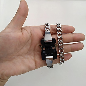 SU LIFE 20" Stainless Steel Chain Necklace Cuban Link and Side Release Buckle Necklace for Hip Hop Men Women