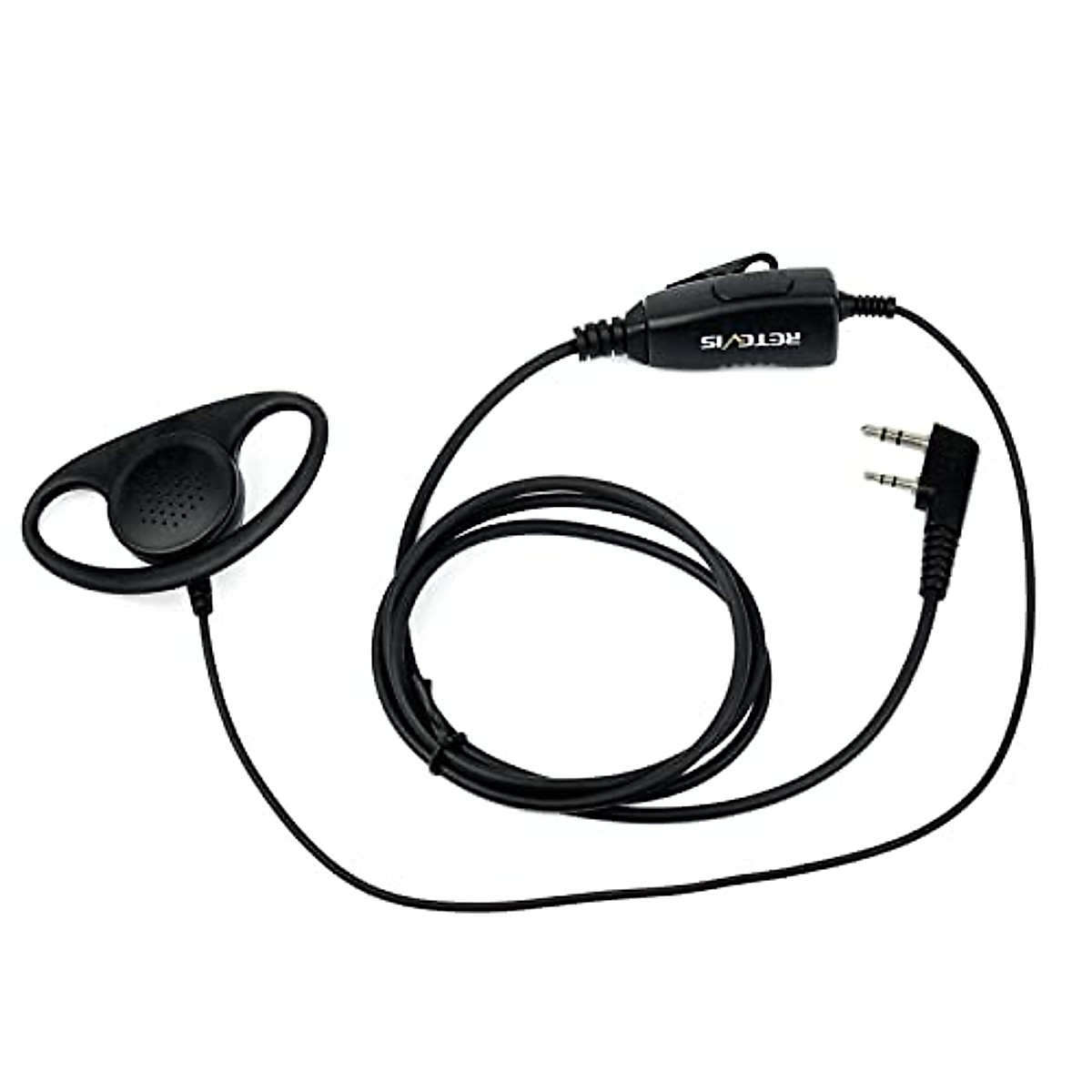 Retevis Case of 10, Walkie Talkies Earpiece with Mic 2 Pin D-Type Headset Compatible with Baofeng UV-5R BF-888S H-777 RT22 RT27 RT-5R Kenwood 2 Way Radios(10 Pack)