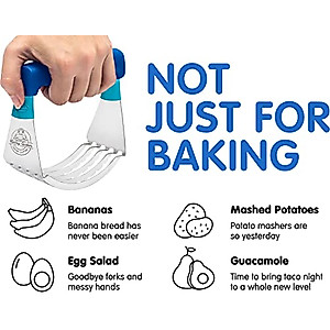 PASTRY QUEEN Pastry Cutter, Perfect Flaky Pie Crust, Dishwasher Safe Dough Blender, Easy Grip Handle & Stainless Steel Blades