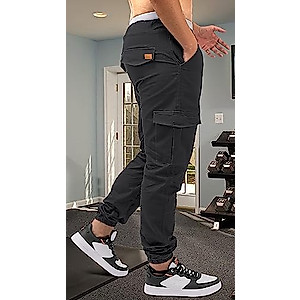 OUTSON Mens Fashion Joggers Sports Pants Casual Cotton Cargo Pants Gym Sweatpants Trousers Mens Long Pant Black