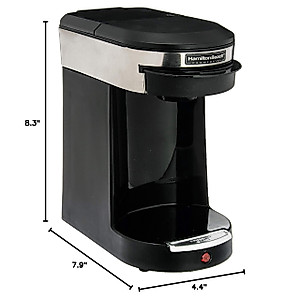 Hamilton Beach Commercial Deluxe 1 Cup Coffeemaker-Black/Stainless Steel Single Hospitality 3-Minute Brew Time, Stainless Steel/Black-1030390, Coffee Pod Brewer