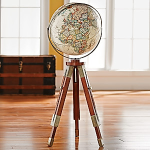 National Geographic Eaton 16" Diameter Floor Globe with Adjustable Legs and Brass Plated Meridian and Fittings