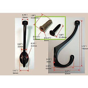 Richelieu Hardware 79629BAG Nystrom Classic Forged Iron Hook, Matte Black