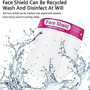 HUHETA Kids Face Shield 2 Pack, Protective Safety Mask for Children, Transparent Anti-Fog Full Face Shield, Face and Eye Protection, Vacuum Packaged (Pink)