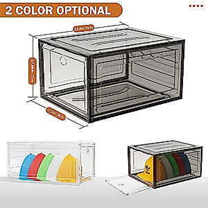 Hat Organizer Box Upgrade Harder Solid Plastic, 6 Pack Hat Organizer for Baseball Caps, Clear Hat Storage, Baseball Cap Organizer with Magnetic Door, Hat Rack, Hat Holder, Hat Case, Hat Box, White