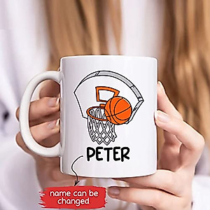 Kids Personalized Basketball Mug, Custom Basketball Sport Coffee Mug With Child's Name, Child's Basketball Cups, Basketball Ceramic Mugs For Kids, Customized Kids Basketball Coffee Cups 11oz 15oz