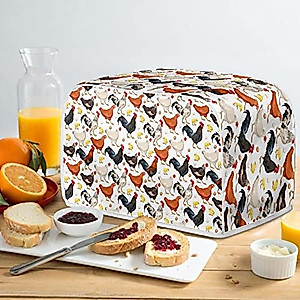 Gomyblomy Rooster & Chick Toaster Covers 4 Slice Wide Slot Dustproof Fingerprint Protectors and Greasy Protection Anti-sputtering Machine Washable