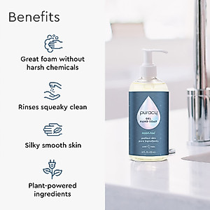 Puracy Gel Hand Soap - Perfect Skin, Pure Ingredients - with 15+ SuperPlant Ingredients for Clean, Soft, Smooth Skin, 99.09% from Mother Nature, Gently Scented Hand Wash, Ocean Mist, 12 Ounce (2-Pack)