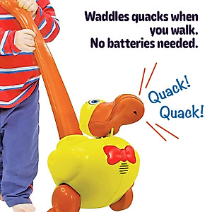 Waddles the Waddle Duck - Baby to Toddler Push Toy with Quacking Sounds and Waddling Action, Walking Toy for 1-3 Year Olds, Great for 1 Year Old Learning to Walk - Yellow