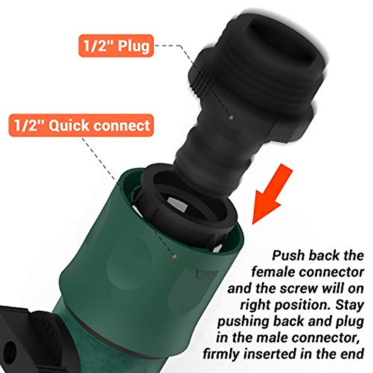 Asgens Hose Quick Connector, 5 Sets 10 PCS 3/4 Inch Garden Hose Fitting Quick Connector Adapter Male and Female Set with Shut-Off Valve Switch,10PCS Extra Rubber Washers