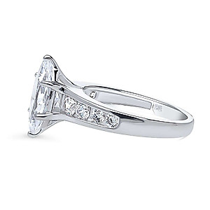 BERRICLE Sterling Silver Solitaire Wedding Engagement Rings 1.6 Carat Marquise Cut Cubic Zirconia CZ Promise Ring for Women, Rhodium Plated Size 5