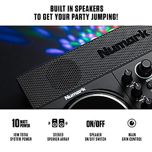 Numark Party Mix Live + HF125 - DJ Controller/Adults & Kids DJ Set with DJ Lights, DJ Speakers, DJ Mixer and Portable DJ Headphones