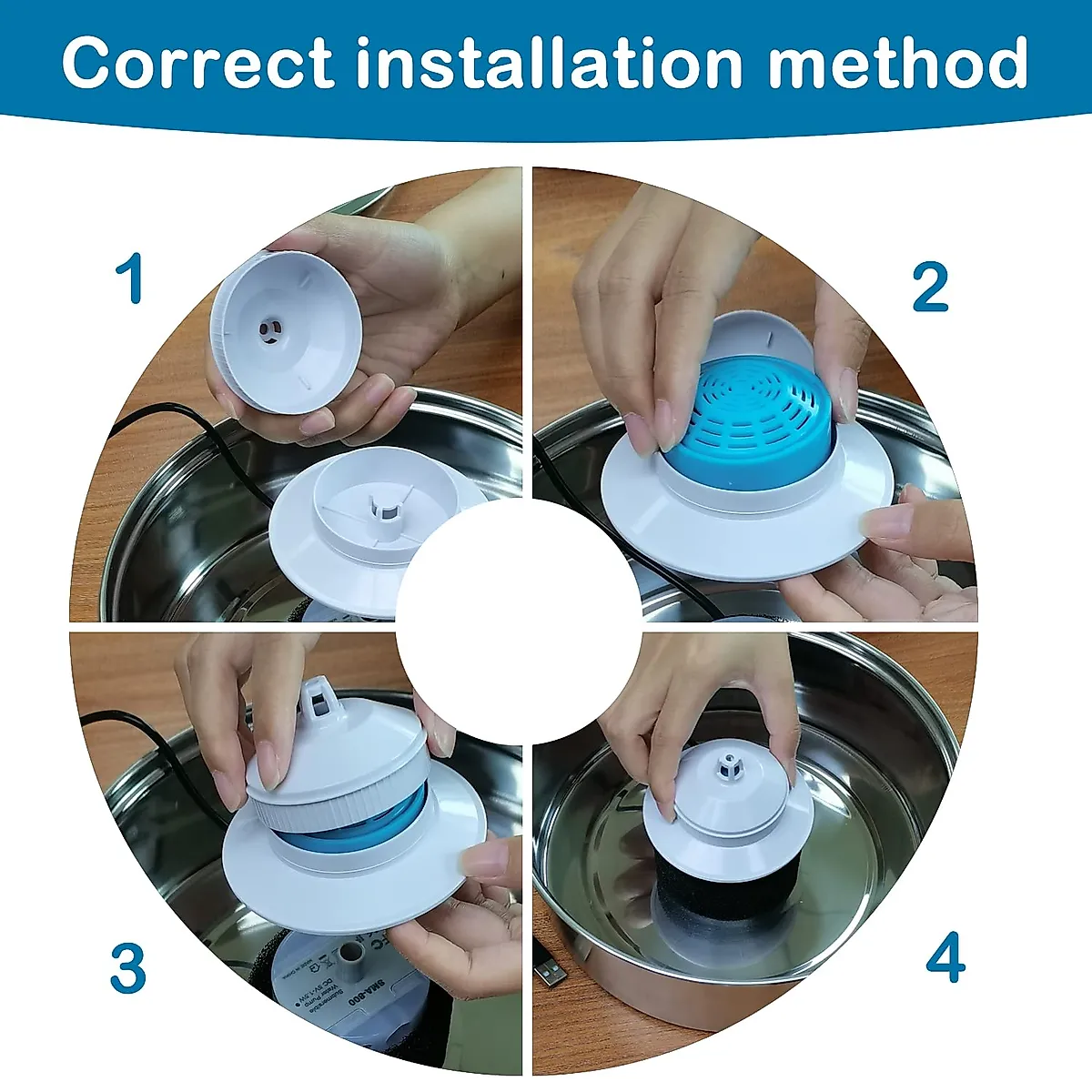 Cat Water Fountain Filter, Cat Fountain Replacement Filters for 2.0L/67oz Automatic Pet Water Dispenser,Pet Water Fountain Replacement Filters Package(Filter 8 Pack)