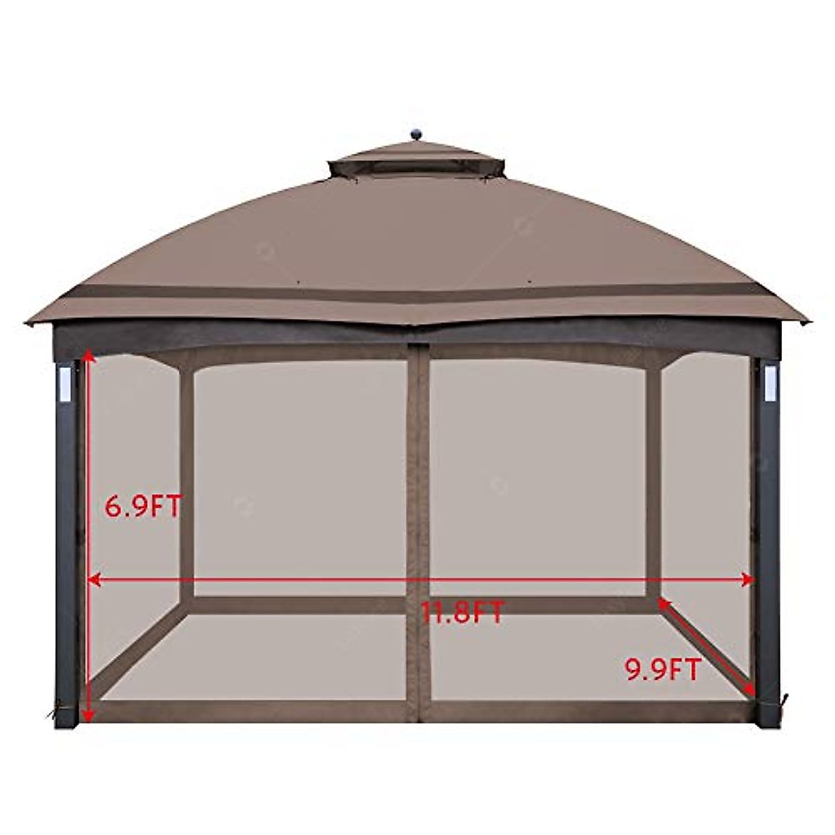 EasyLee Gazebo Universal Replacement Mosquito Netting 10x12, 4-Panel Screen Walls for Outdoor Patio with Zipper, Mosquito Net for Tent Only (Brown)