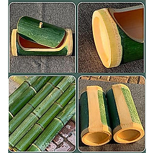 WellieSTR (Outer Dia.3~3.5cm 1 Set Fresh Handmade Natural Mini Bamboo Wrapped Sticky Rice Steamer,Chinese Snack Tool, Banboo Tubes,Zongzi ZhuTongFan