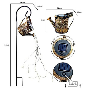 N/C Goking Solar Lights for Outdoor Garden Decor, Watering Can Lanterns Waterproof LED Light, Hanging Mental Yard Art Stake Patio Lawn Walkway & décor Gold Daisy