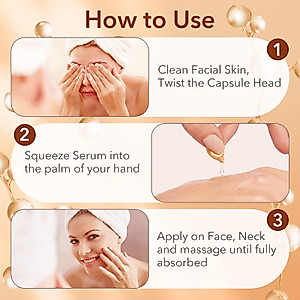 Dark Spot Remover for Face, Umeantobee Serums Capsules for Face Anti Aging Serum with Hyaluronic Acid Supplements, Vitamin E, Vitamin C Reduces Wrinkles, Brighten Nourishes skin, face serum for women Gold