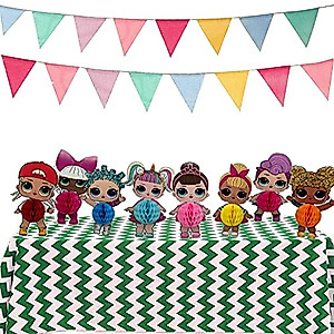 Doll Party Favors, 6pcs Cartoon LOL Honeycomb Centerpieces, Table Topper for Birthday Party Decoration, Double Sided Cake Topper, Party Supplies for Kids, Photo Booth Props