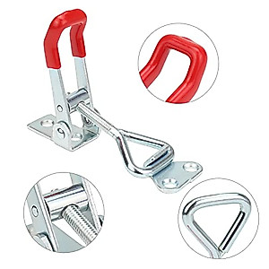 Favordrory 6 Pack Toggle Latch Clamp, Pull Latch, Adjustable Toggle Clamp Latch, Heavy Duty Toggle Latch, 150Kg 330Lbs Holding Capacity (25 Pieces Screws) Red + Silver