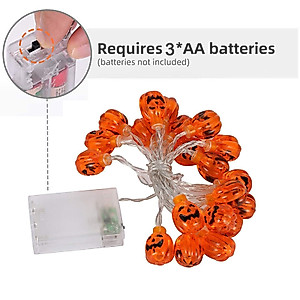 TKYGU Pumpkin String Lights 20ft 30 LED Halloween Decorative Light Pumpkin Decorative String Light String Light Waterproof Halloween Lights 2 Modes for Party Christmas Decoration