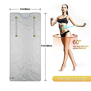 TOPQSC Infrared Sauna Blankets, Portable Personal Sauna with Zipper and Remote Controller, Professional Detox Therapy Saunas for Home Silver