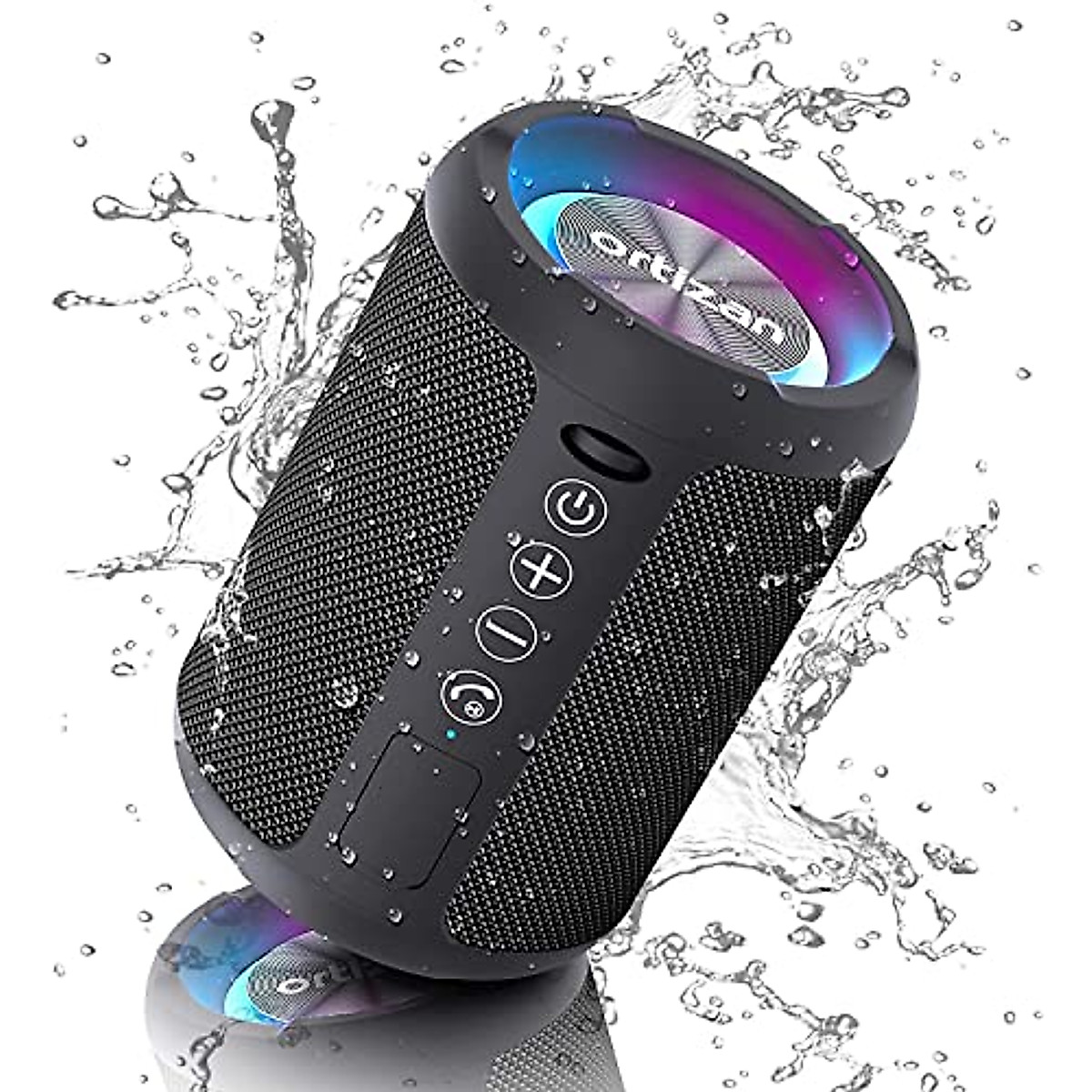 Ortizan Bluetooth Speakers, Portable Wireless Speaker with 10W Rich Stereo Sound, Deep Bass, IPX6 Waterproof Shower Mini Speaker with Light Show, 15H Playtime, Dual Pairing for Home, Party, Camping