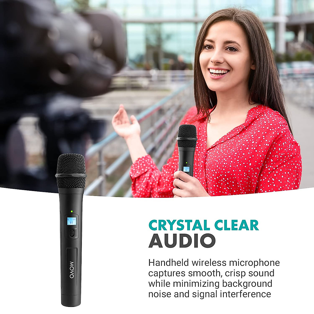 Movo 48-Channel UHF Wireless Microphone System with 2 Wireless Microphones and Receiver - Condenser Microphone Bundle for Interviews and Performances - Podcast Equipment Bundle for 2