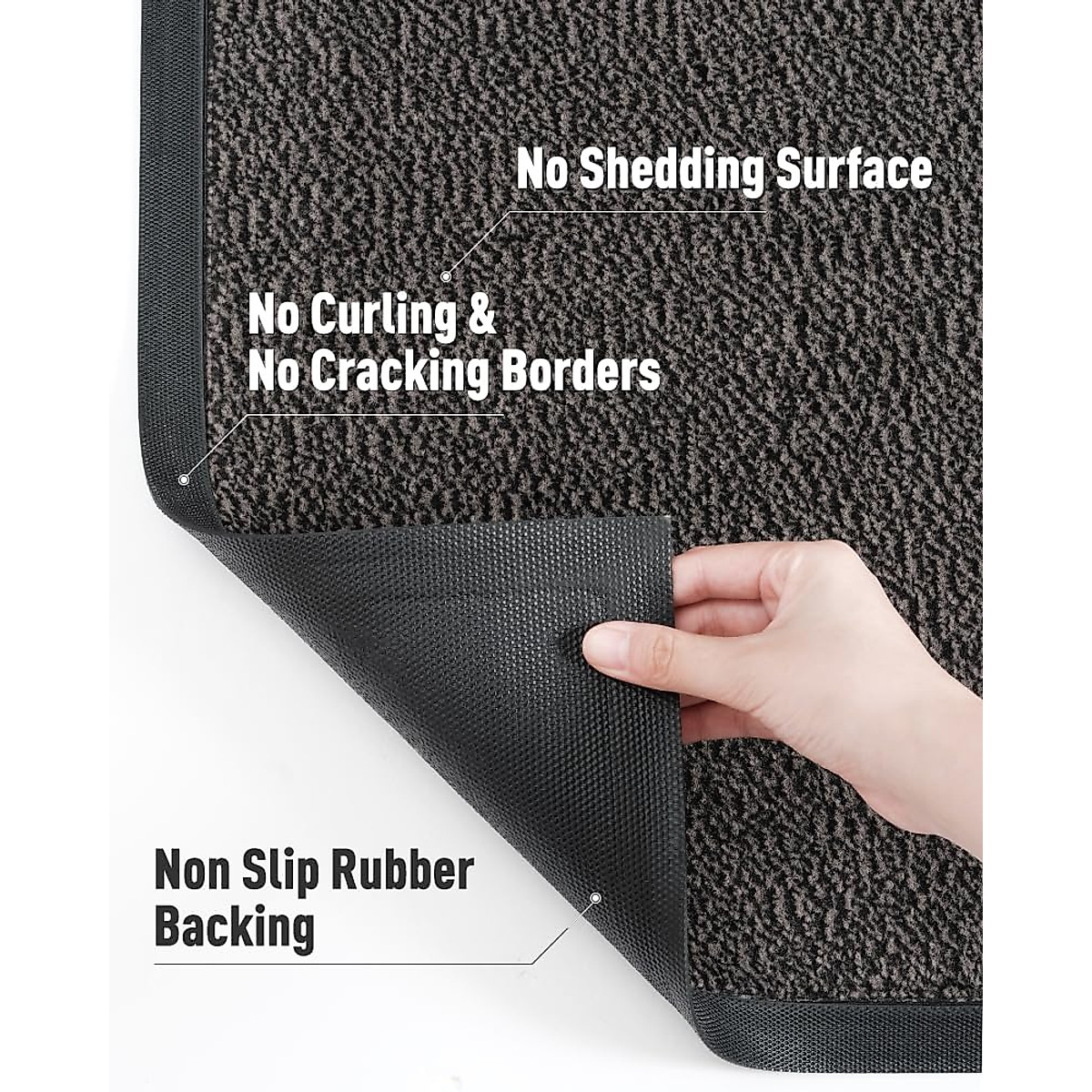 Front Door Mat Indoor Outside Entrance - Outdoor Door Mats Entry Mat Non Slip Water Absorbent Dirt Trapper Welcome Mats Doormats for Entryway Doorway - 17”x30” Black and Grey