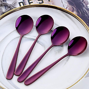 Buyer Star Bouillon Spoon Sets, 7-Inch Round Soup Spoons, Stainless Steel Finished Table Dinner Spoons