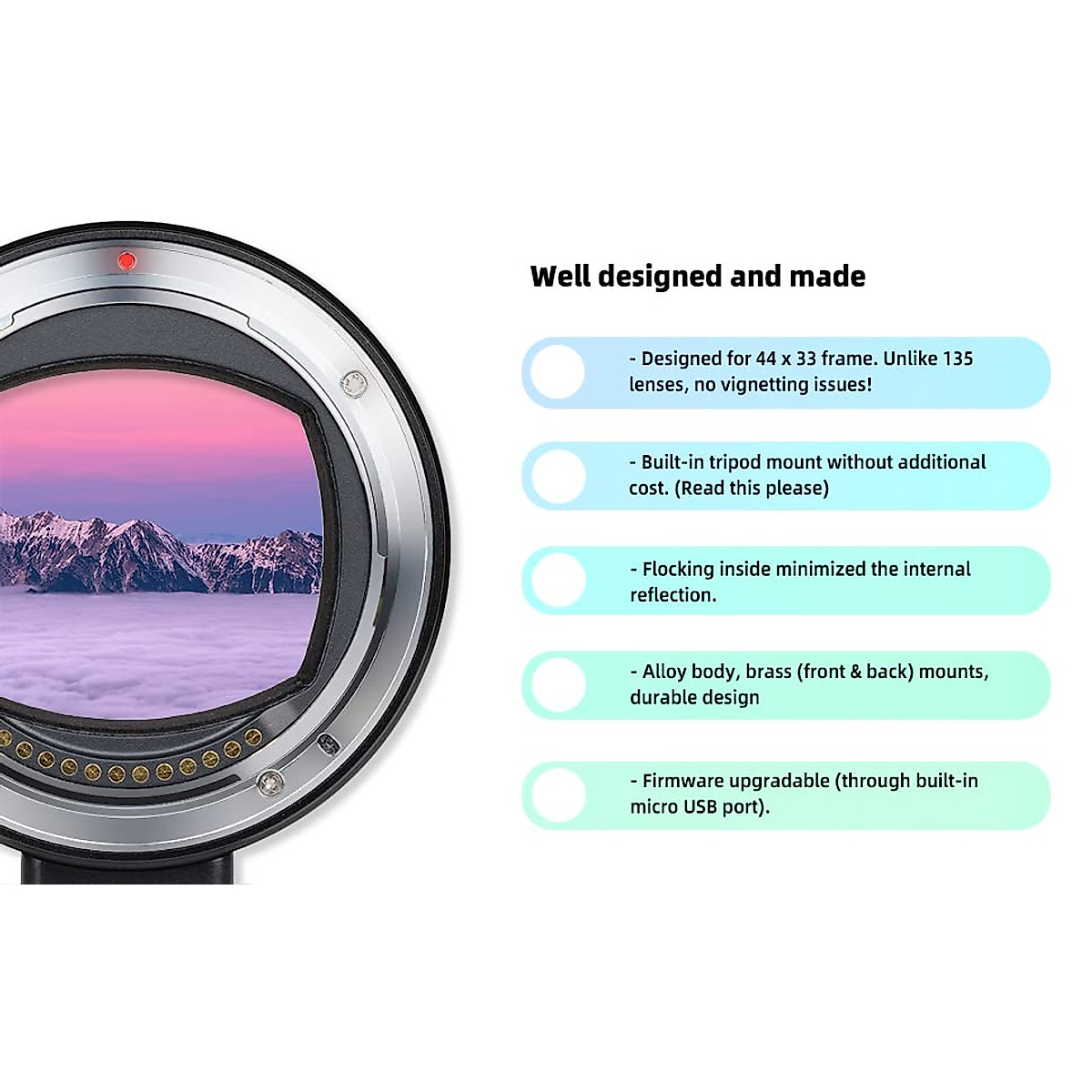 Fringer C645-GFX II Smart Adapter Auto Focus Camera Mount Adapter Ring Compatible with All Contax 645 Lenses to Fuji GFX100/100S/GFX50S/50R/50S II Cameras Adapters