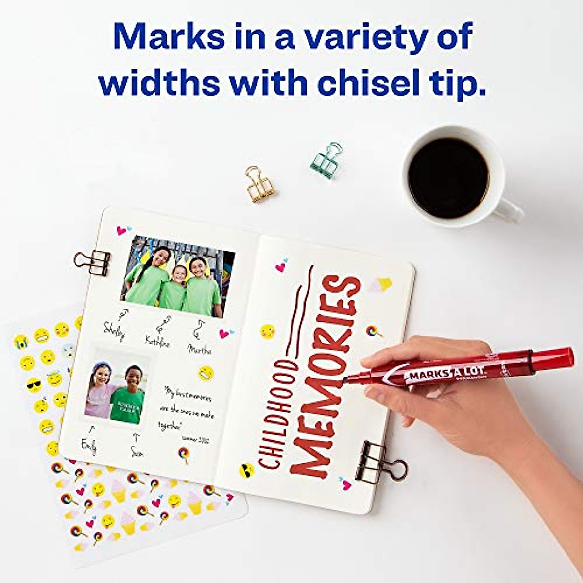 Avery Marks A Lot Permanent Markers, Large Desk-Style Size, Chisel Tip, Water and Wear Resistant, 12 Red Markers (08887)
