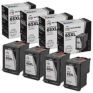 LD Products Remanufactured Ink Cartridge Replacements for 65XL N9K04AN HP 65XL Black Ink Cartridge High Yield for HP Deskjet 2652, 3722, 3730, 3732, Envy 500 Series 5010, 5020 5032 5052 (Black 4-Pack)