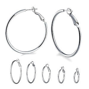 5 Pairs 316L Hoop Earrings For Women Stainless Steel Hoop Earring Set 25mm 30mm 35mm 40mm 45mm