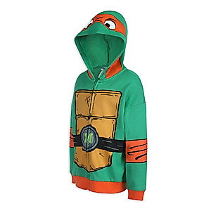 Nickelodeon Teenage Mutant Ninja Turtles Michelangelo Boys Zip Up Hooded Sweatshirt for Big Kids Green