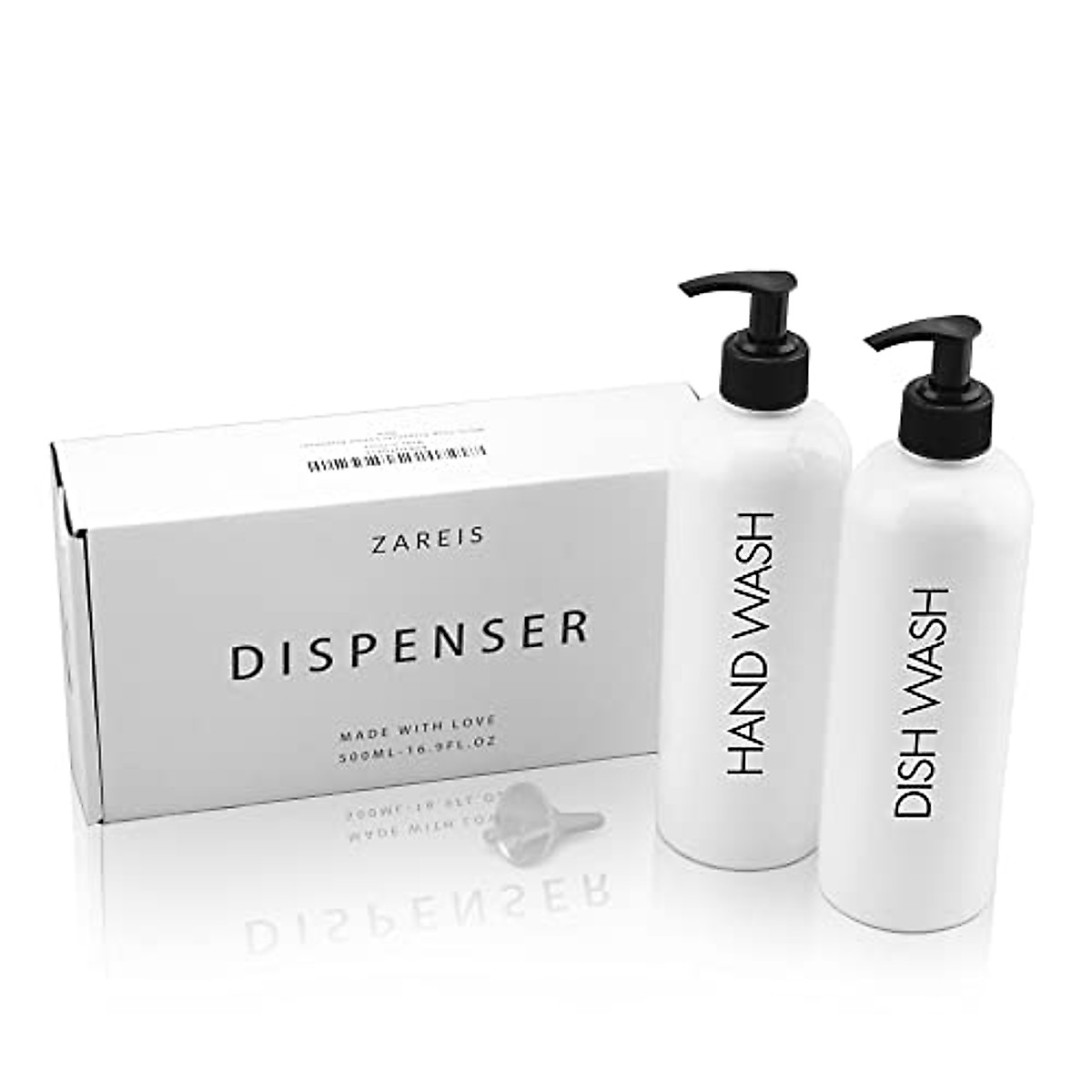 Empty Hand and Dish Soap Dispenser Set – (Pack of 2, 17 Oz) Reusable & Refillable Dish Soap Dispenser & Kitchen Hand Soap Dispenser Bottles Set for Countertop, Sink, Slab & Dish Washing