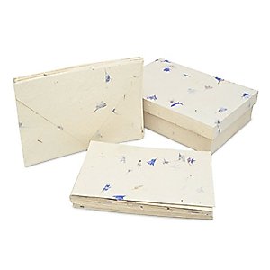 Nepali Cherish Greeting Card & Envelope Box Set with Handmade Lokta Paper from Nepal, 15 Greeting Cards (Cornflower)