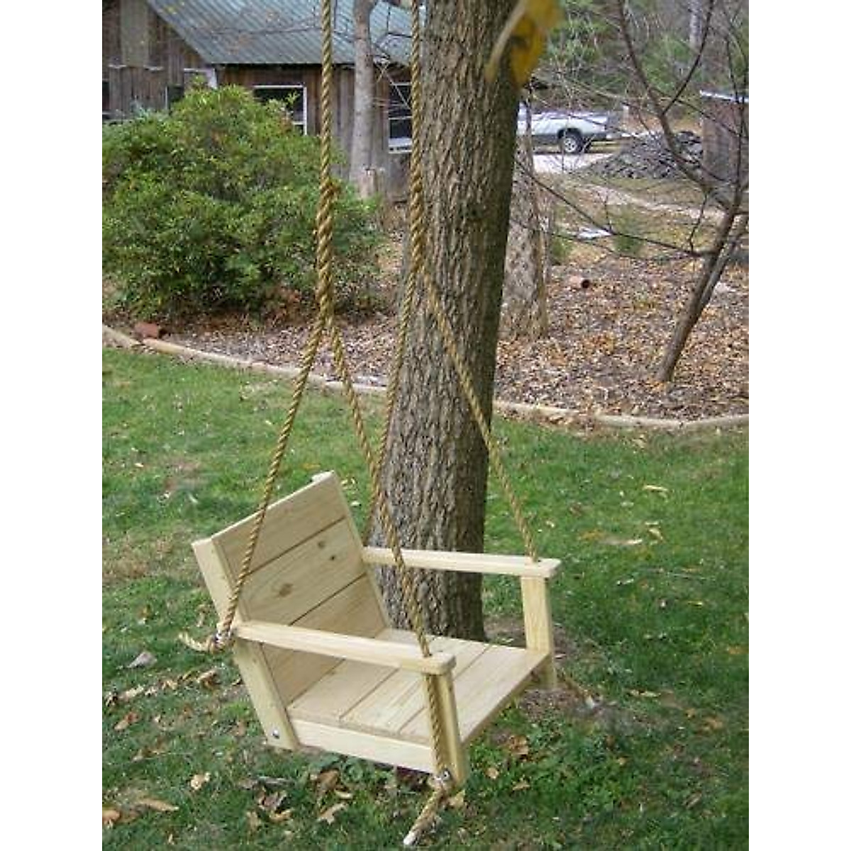 Wood Tree Swings - Wooden Hanging Chair Swing - Hang Outdoors in a Tree ...