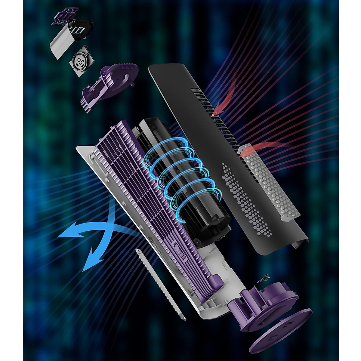 CONBOLA Portable Tower Fan, Bladeless Desk 16 Inch 10000mAh Battery Operated Rechargeable Fan Oscillating Standing Fan with 3 Speeds Timer LED Light, Small Personal Quiet Table Fans for Bedroom, Gray