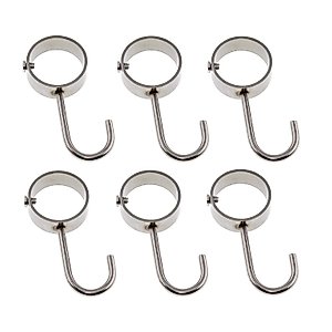 Ulifestar Stainless Steel Kitchen Hanger Hooks,Heavy Duty Rod Tube Rail Hanger Hooks for Hanging Pots and Pans,Towels,Oven Mitts,Fits for 25mm/1" Dia Rod,6 Pack (25mm Diameter)