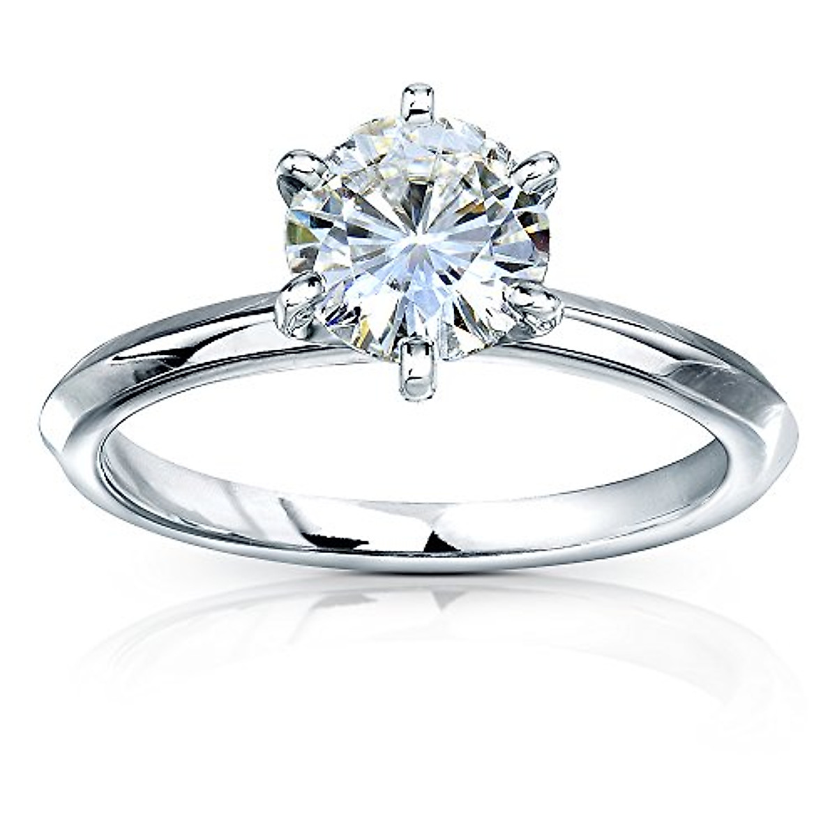 Kobelli Classic Solitaire Round Brilliant Moissanite Engagement Ring 1 Carat 14k White Gold (GH, VS), 8