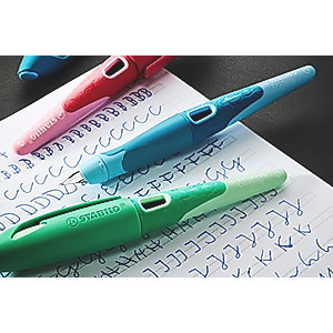 STABILO Ergonomic School Fountain Pen EASYbirdy 3D Wildfile Special Edition - Nib A - Right-Handed - Cartridge and Adjustment Tool Included - Blue