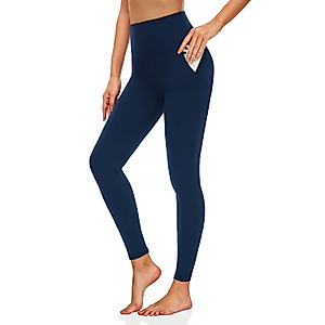 MOREFEEL Leggings with Pockets for Women, High Waisted Tummy Control Workout Black Hip Lift Yoga Pants Activewear